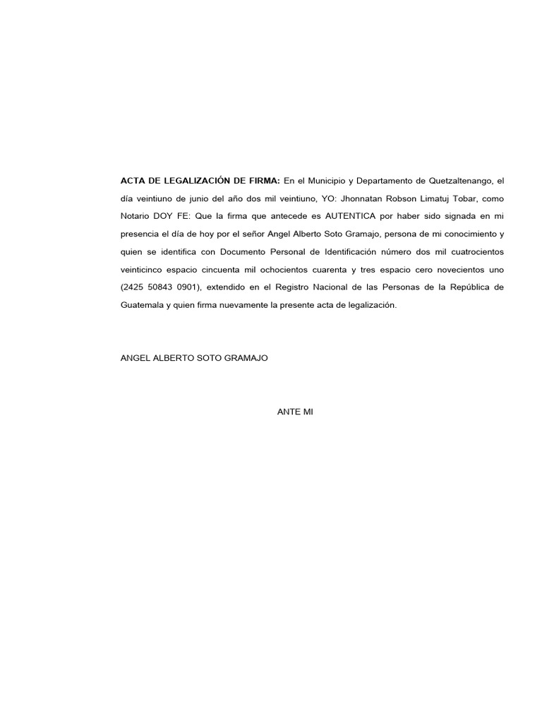 Acta de Legalizacion de Firma | PDF Acta de Legalizacion de Firma | PDF