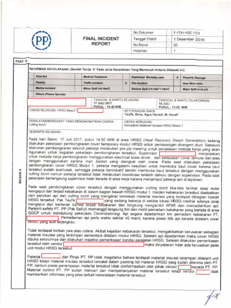6.4 Laporan Final Investigasi Insiden Kebakaran | PDF
