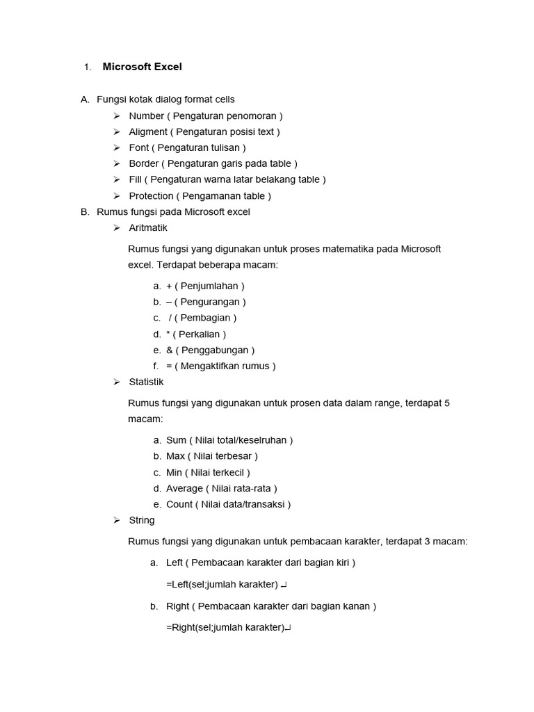 Microsoft Excel Cat 1 | PDF | Metode & Bahan Ajar