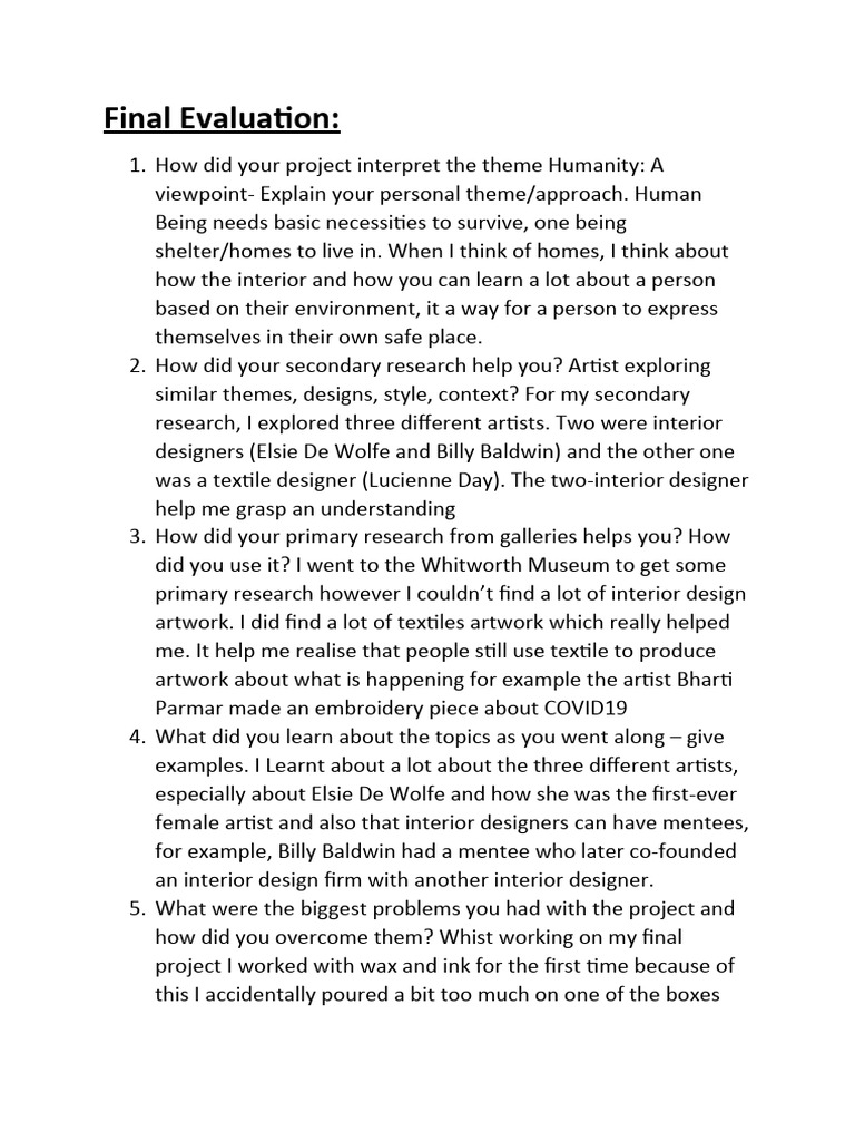 Final Evaluation | PDF | Learning | Cognitive Science