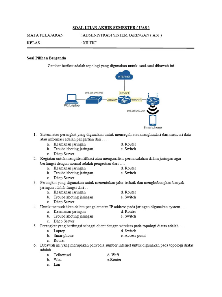 Soal Asj Xii TKJ | PDF