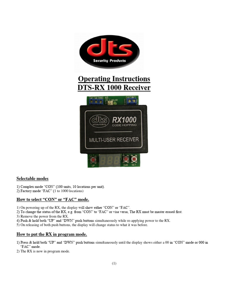 DTS RX1000 Receiver | PDF | Computing | Computer Engineering