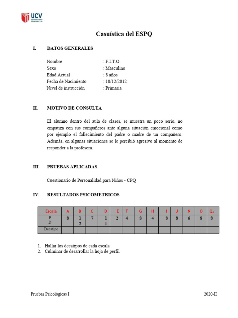 Caso 1 ESPQ | PDF | Sicología | Las emociones