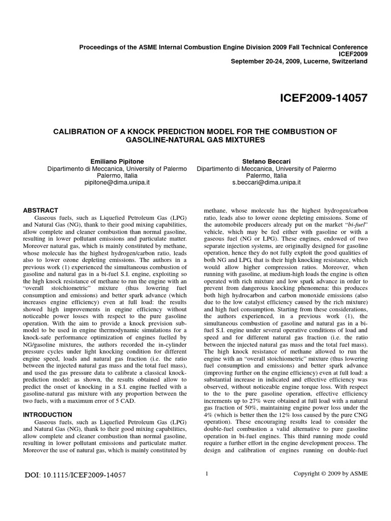 Calibration of A Knock Prediction Model | PDF | Gasoline | Combustion