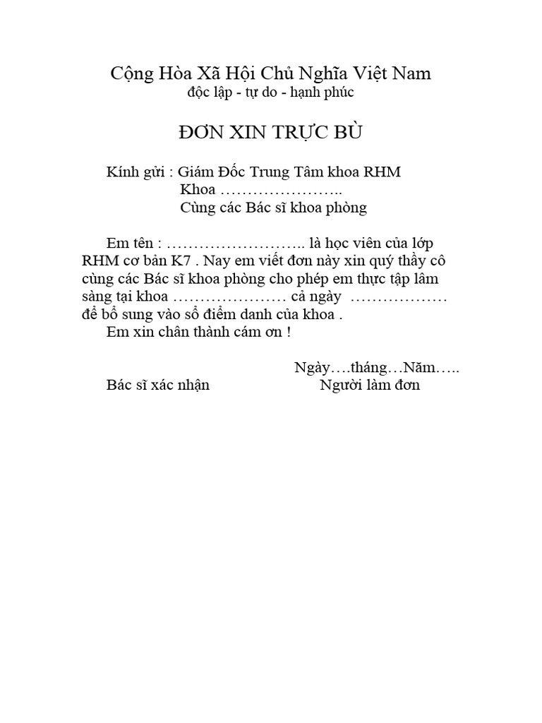 Đơn Xin TR C Bù | PDF