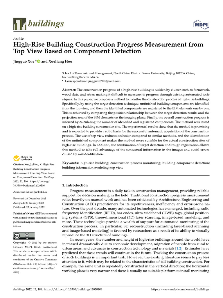 High-Rise Building Construction Progress Measureme | PDF | Lidar ...