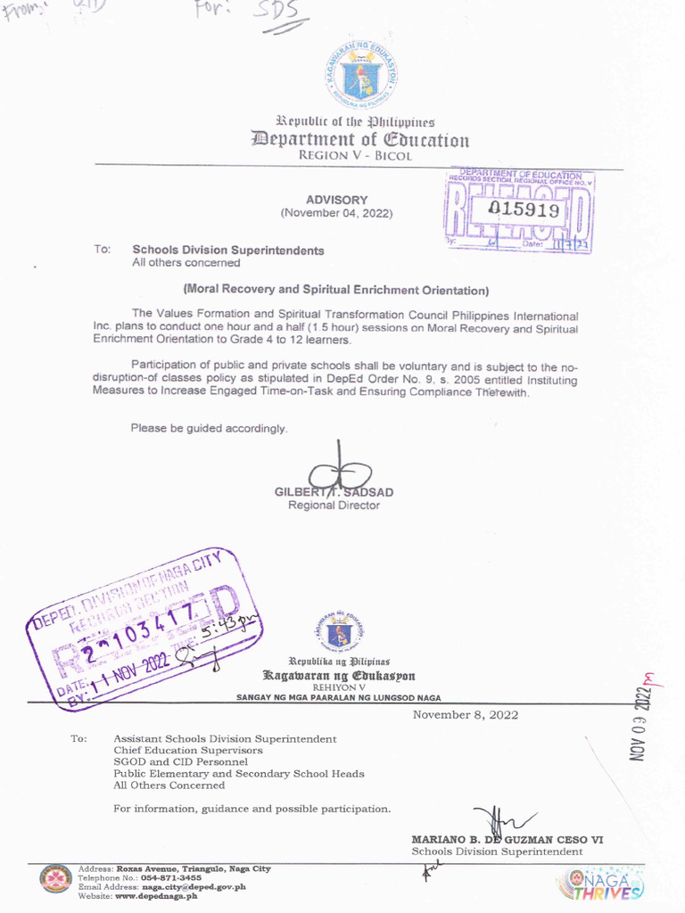 Unnumbered November 11, 2022 Moral Recovery and Spiritual Enrichment ...