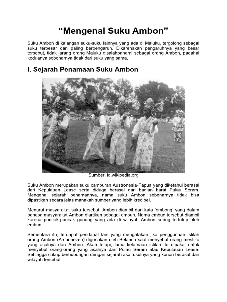 Mengenal Suku Ambon | PDF | Ilmu Sosial