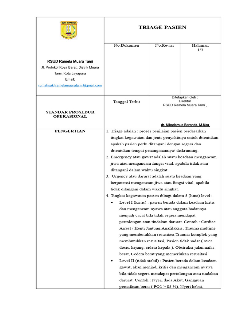 1.1 SPO Triage Sudah | PDF