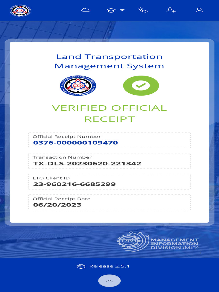 LTMS Official Receipt Validation | PDF | Finance & Money Management