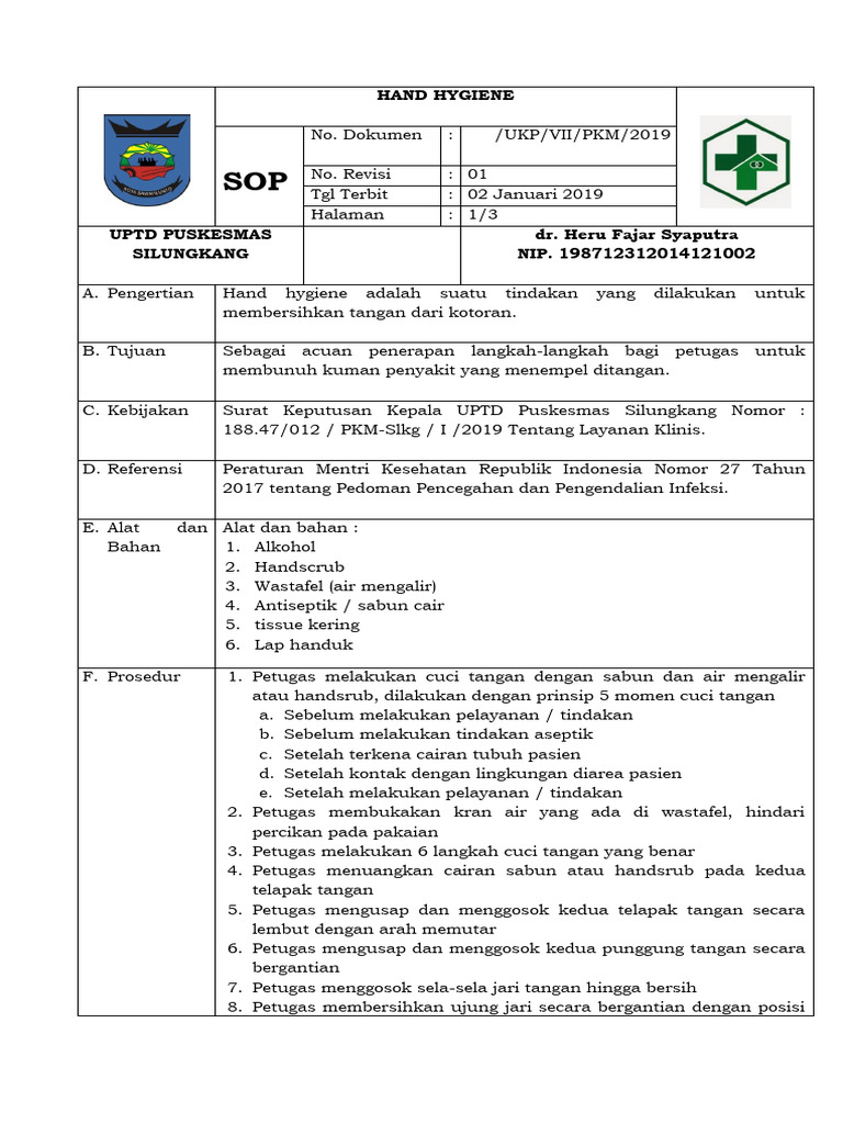 Sop Hand Hygiene | PDF