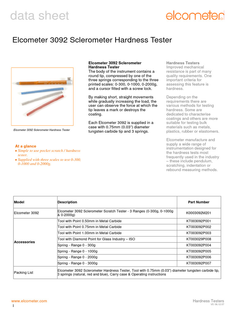 3092 Data Sheet | PDF | Hardness | Mechanical Engineering