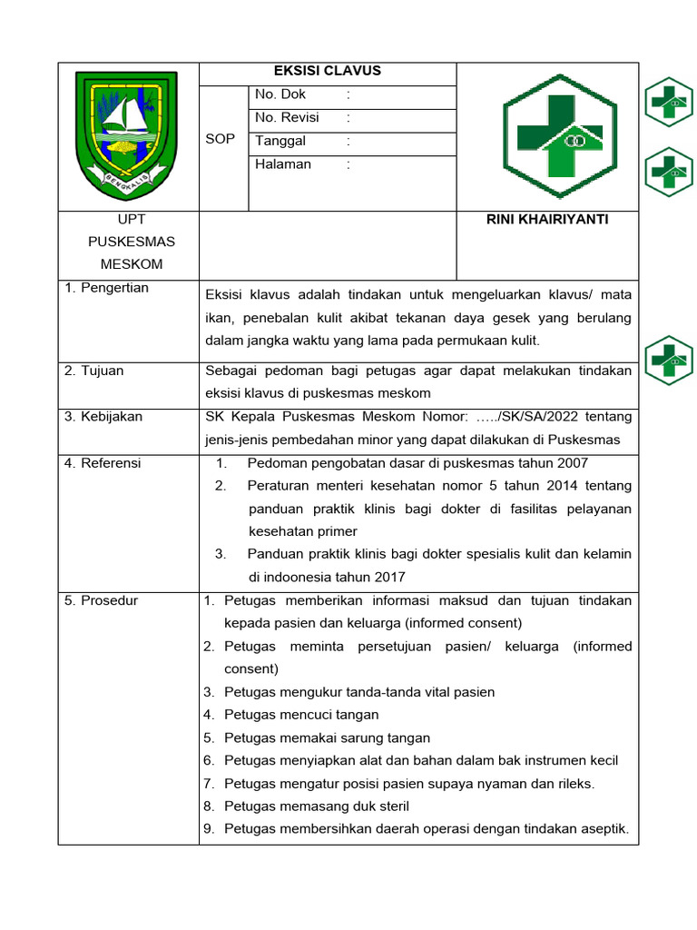 SOP Eksisi Klavus | PDF