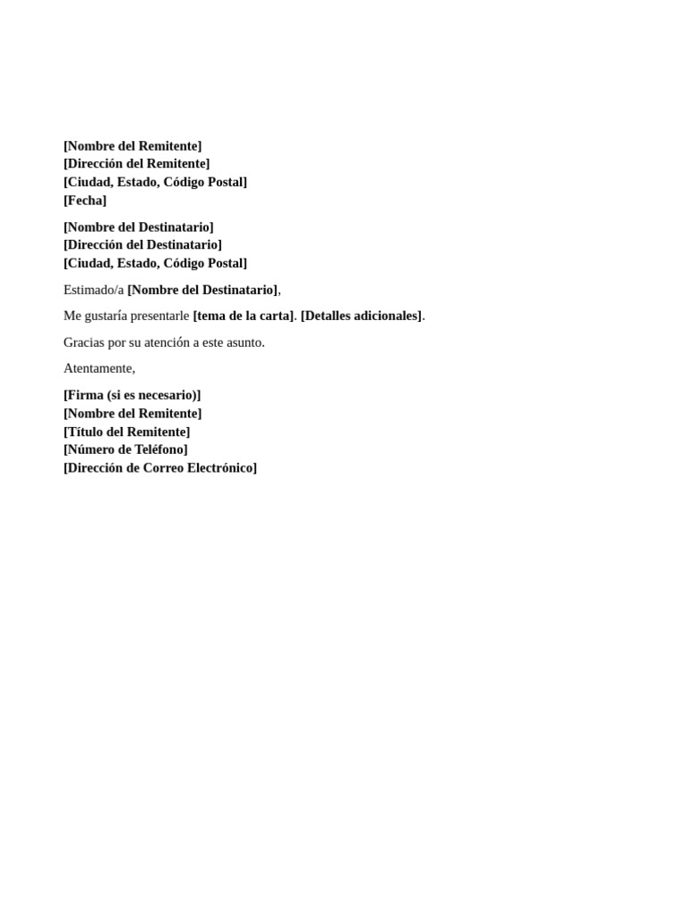 Modelo de carta formal estilo bloque | PDF