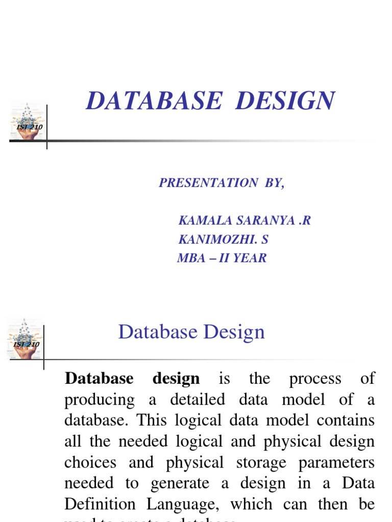 Database Design: Presentation By | Download Free PDF | Database Design | Databases