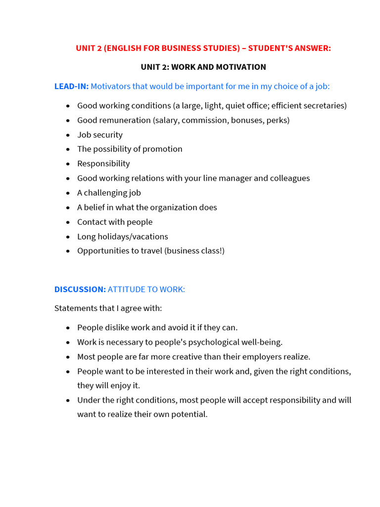 (21.09) Homework Unit 2 (Ebs) | PDF | Motivation | Motivational