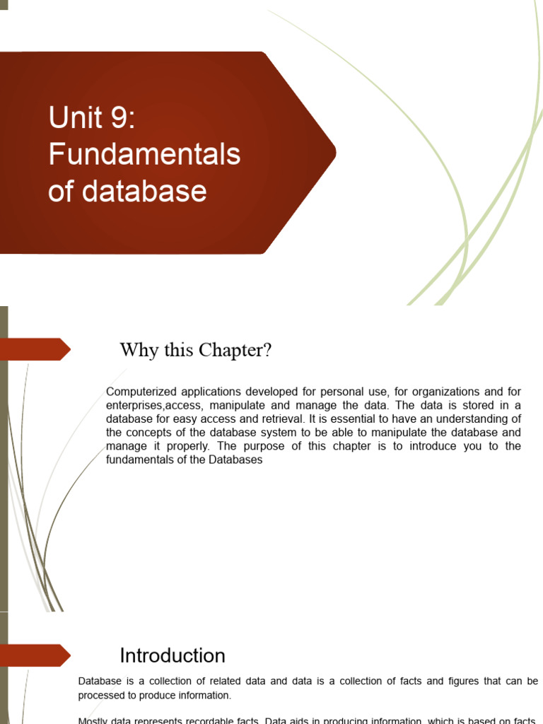 Unit 9 Fundamentals of Database | PDF | Databases | Relational Database