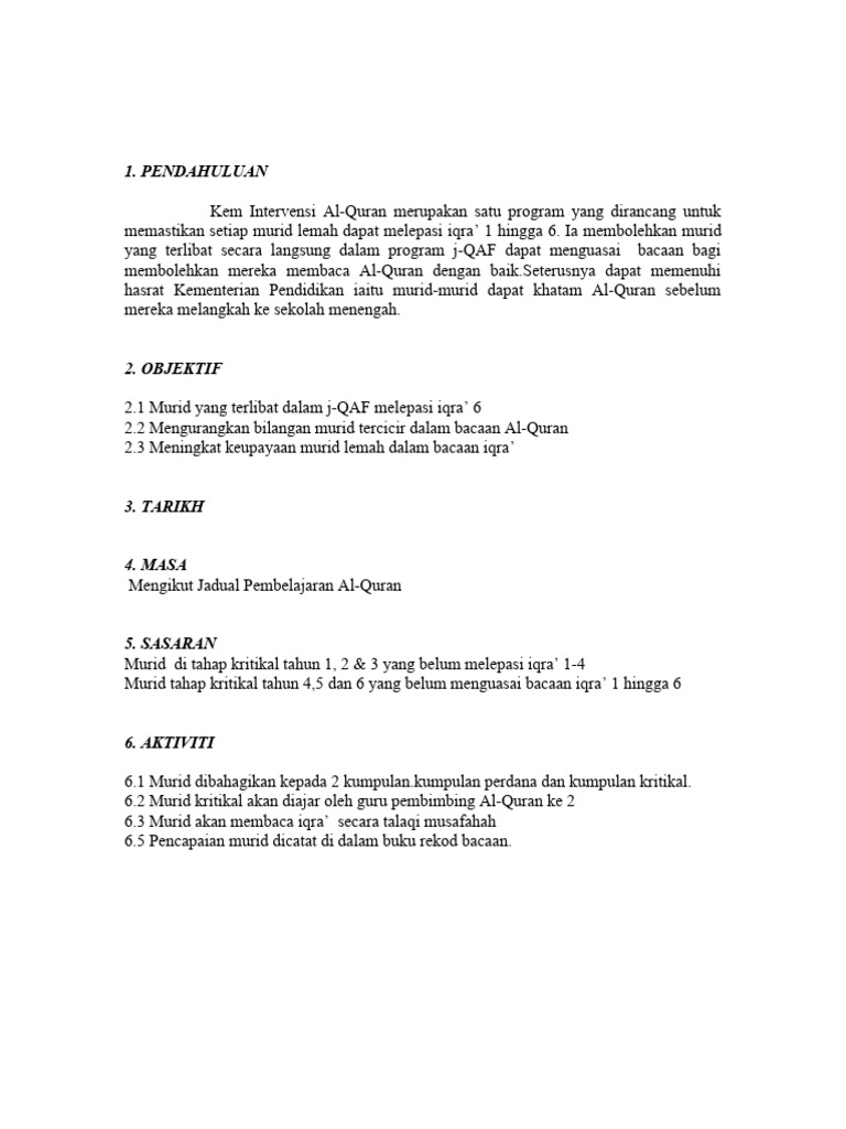 Dokumen - Tips - Kertas Kerja Kem Literasi Al Quran | PDF