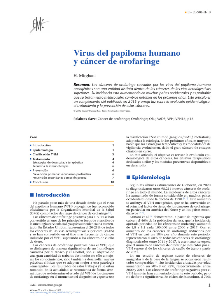 Virus de Papiloma Humano y Cancer Orofaringeo | PDF | Cáncer | Neoplasias