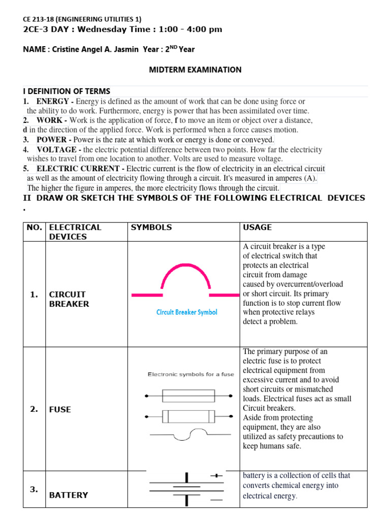 MIDTERM-EXAM Utilities | PDF | Resistor | Voltage