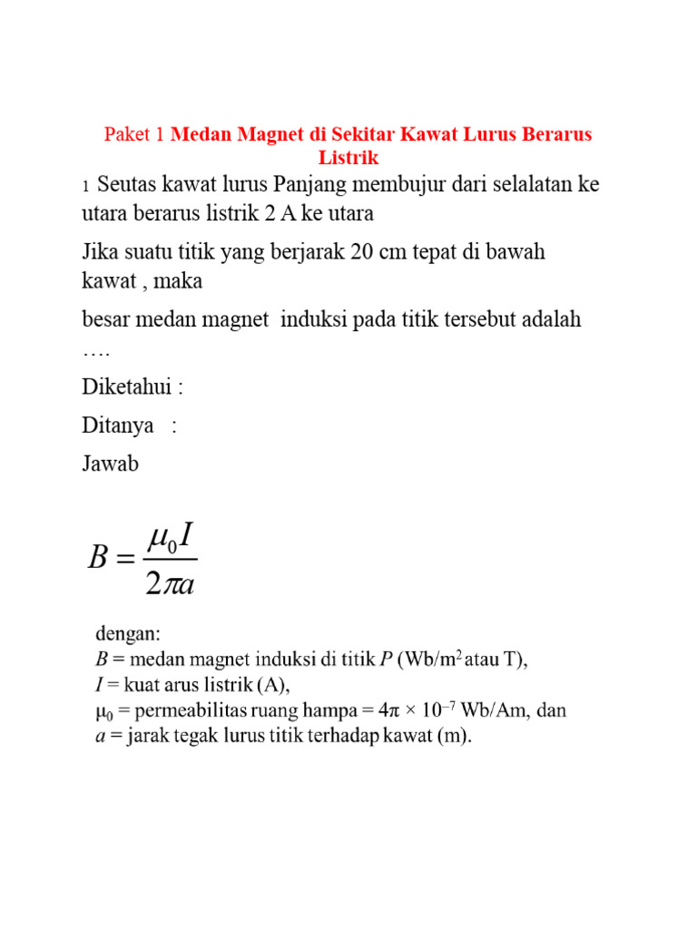 Paket Medan Magnet Di Sekitar Kawat Lurus Berarus Listrik | PDF | Sains ...