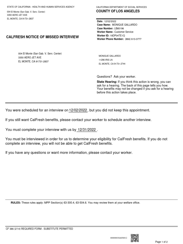 Notice of Missed Interview | PDF