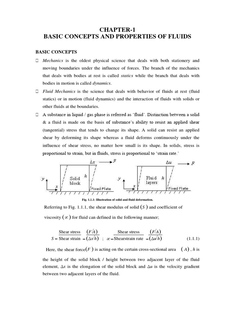 Chapter 1 Notes Pdf Fluid Dynamics Viscosity