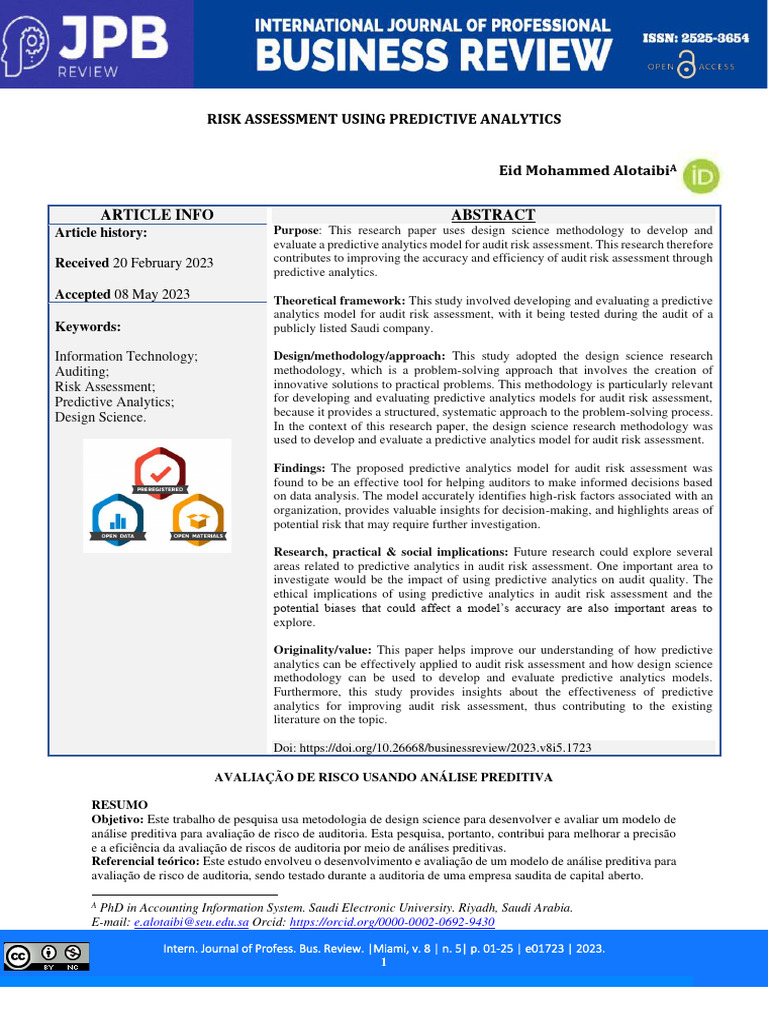 Risk Assessment Using Predictive Analytics | PDF | Predictive Analytics ...