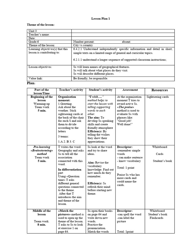 Geography and Comparatives for 6th Grade | PDF | Vocabulary | Lesson Plan