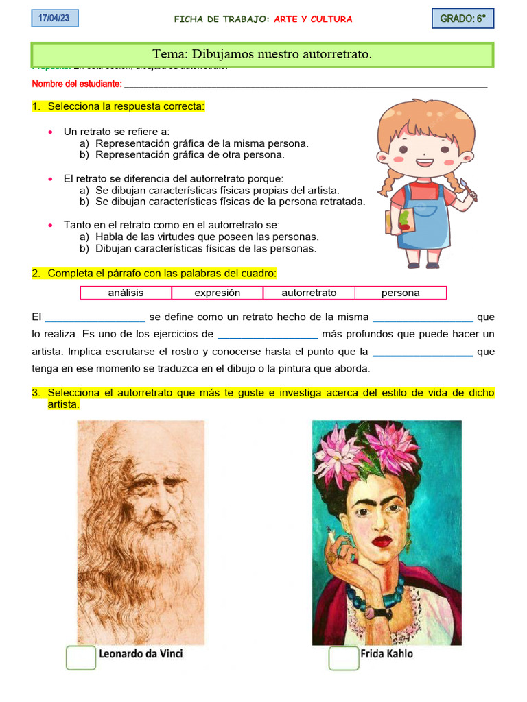 Dibujamos Nuestro Autoretrato Pdf