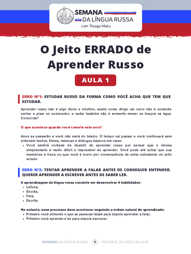 Erros Comuns ao Aprender Russo | PDF | Aprendizado | Russo (idioma)
