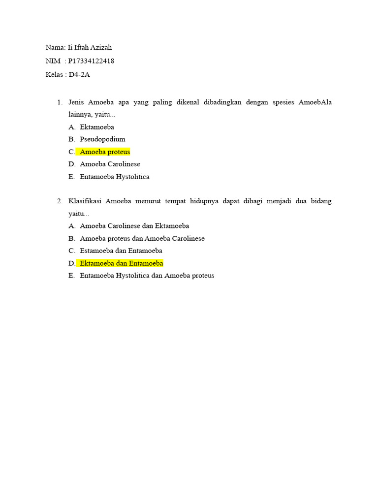 Klasifikasi dan Jenis Amoeba | PDF