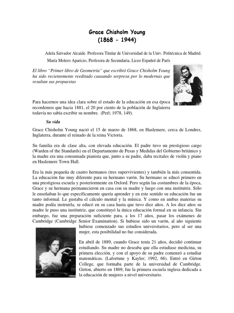 Grace Chisholm Young RSM (1) | PDF | Geometría | Matemáticas