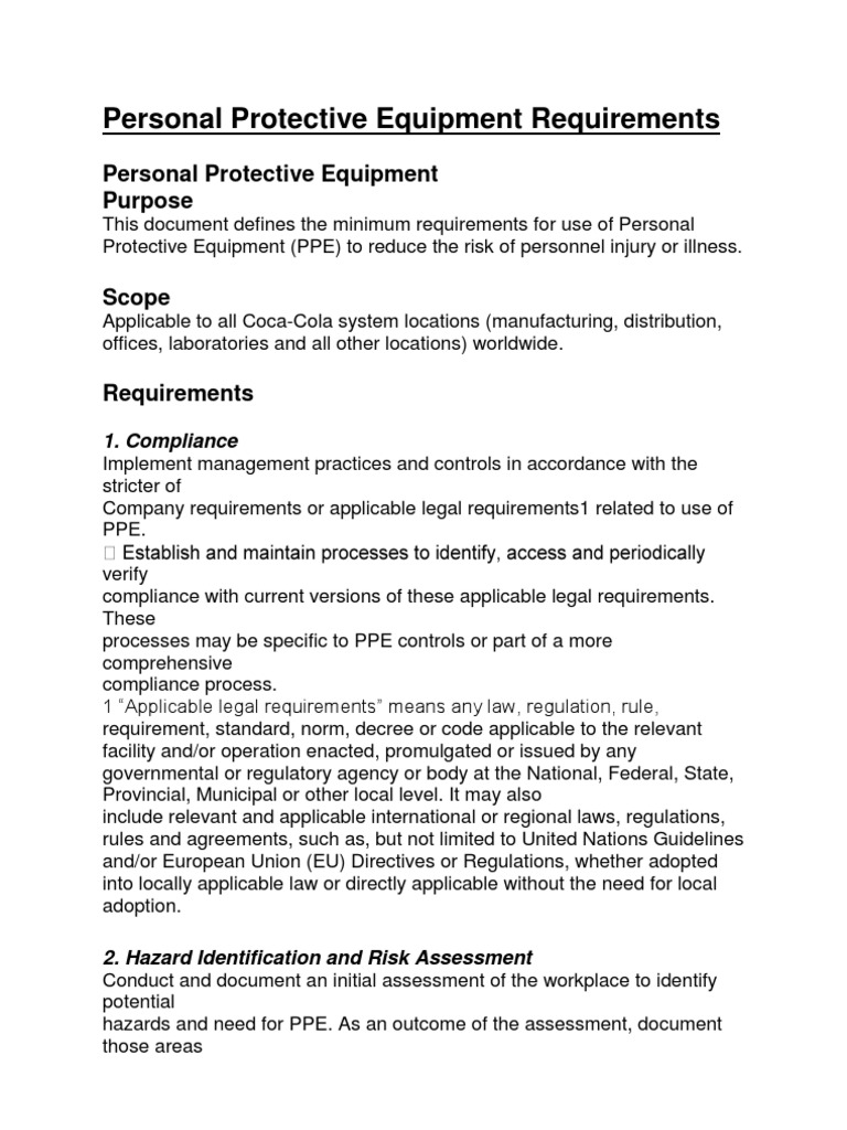 PPE Requirements and Compliance Guidelines | PDF | Personal Protective ...