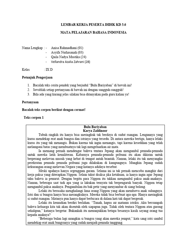 LKPD 3.6 Menelaah Struktur Dan Kebahasaan | PDF LKPD 3.6 Menelaah Struktur Dan Kebahasaan | PDF