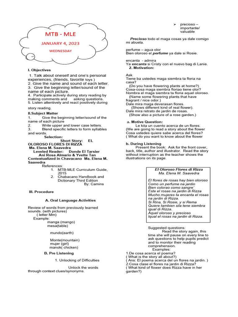 2ND QUARTER MTB - MLE LESSON PLAN January 04, 2023 | PDF | Human Communication | Linguistics