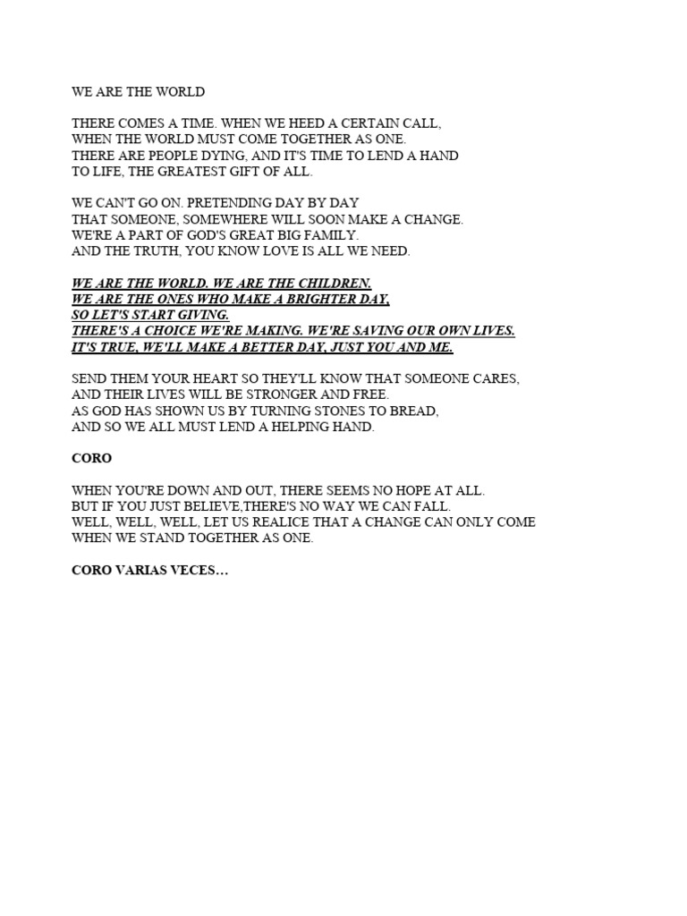 We Are The World Lyrics-1 | PDF