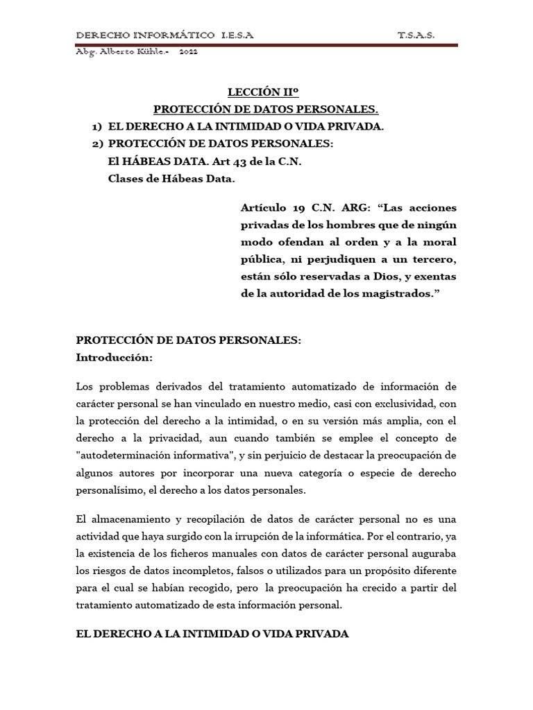 Lección Ii° 2022 | PDF | Habeas corpus | Privacidad