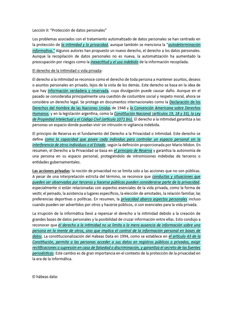 Lección II Resumen. | PDF