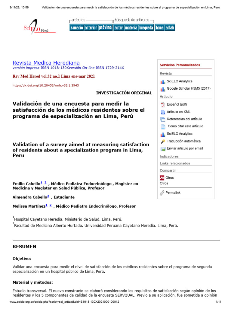 Validación de encuesta de satisfacción médica | PDF | Métodos de búsqueda | Investigación ...