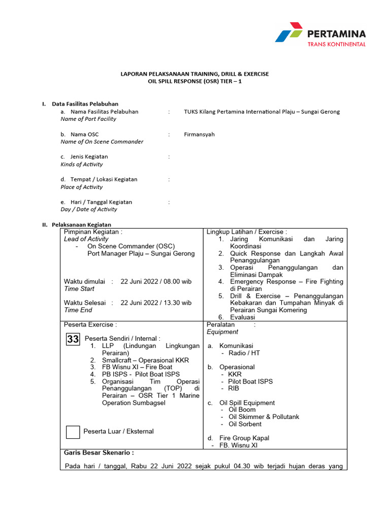Laporan Pelaksanaan Training | PDF