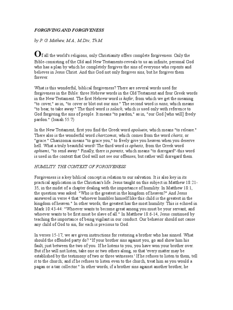 Forgiving and Forgiveness | PDF | Sin | Forgiveness