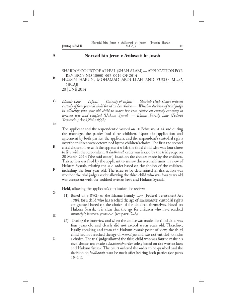 Norasid Bin Jeran V Azilawati BT Jusoh (2016) 4 SHLR 11 | PDF | Hak ...