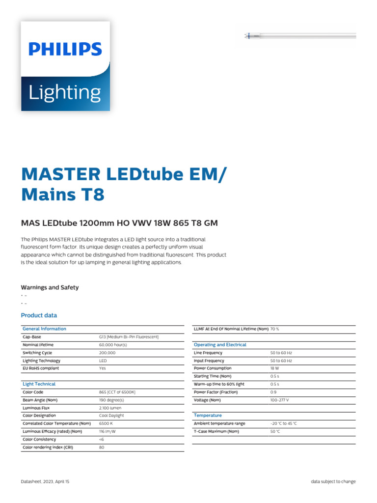 product_leaflet_caption 18 watt TL LED | PDF | Lighting | Fluorescent Lamp