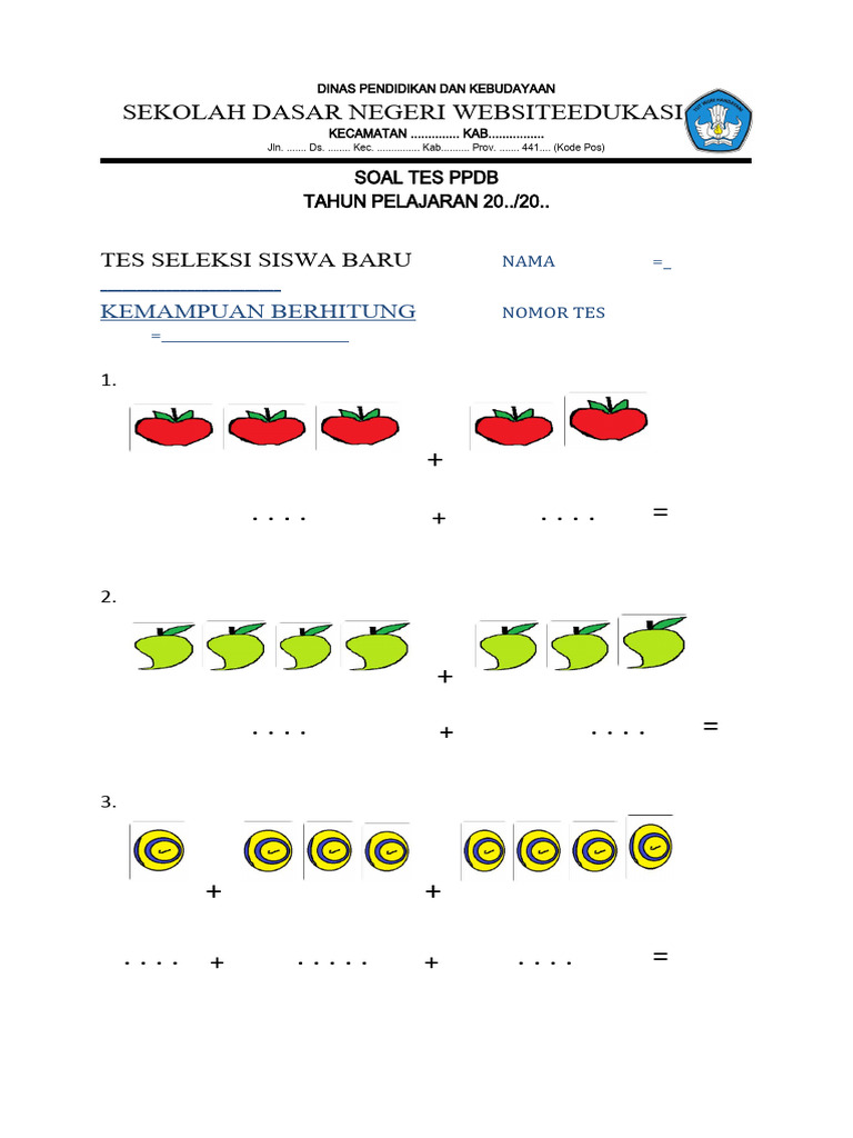 Soal Tes PPDB SD-MI | PDF
