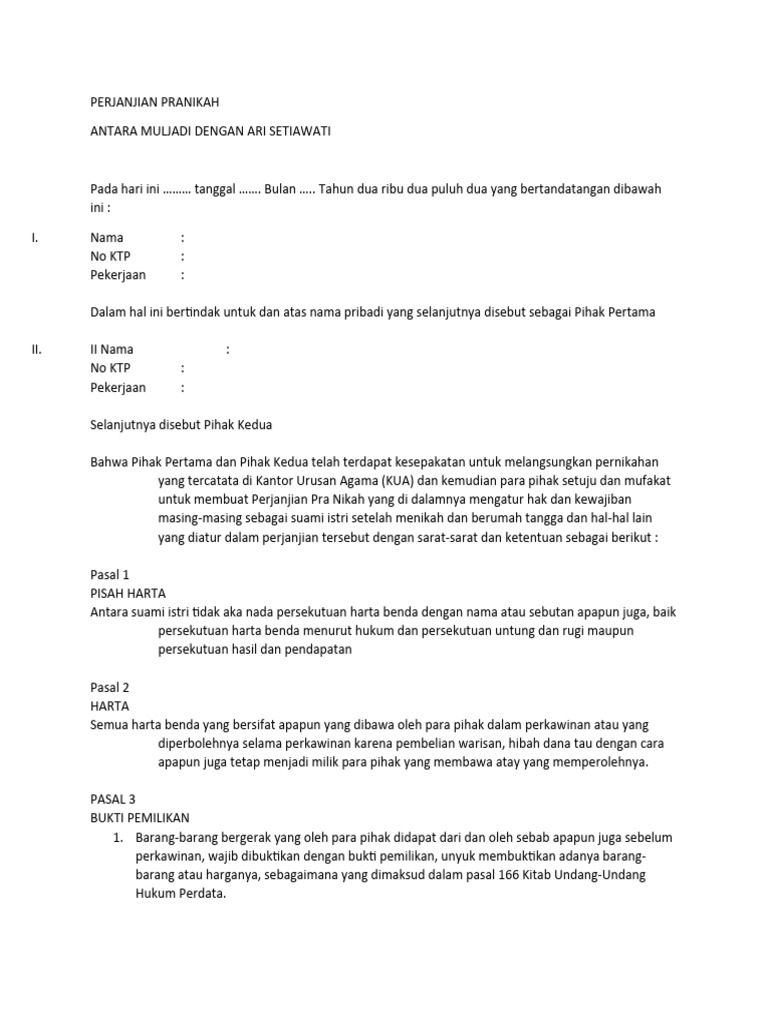 Perjanjian Pranikah | PDF