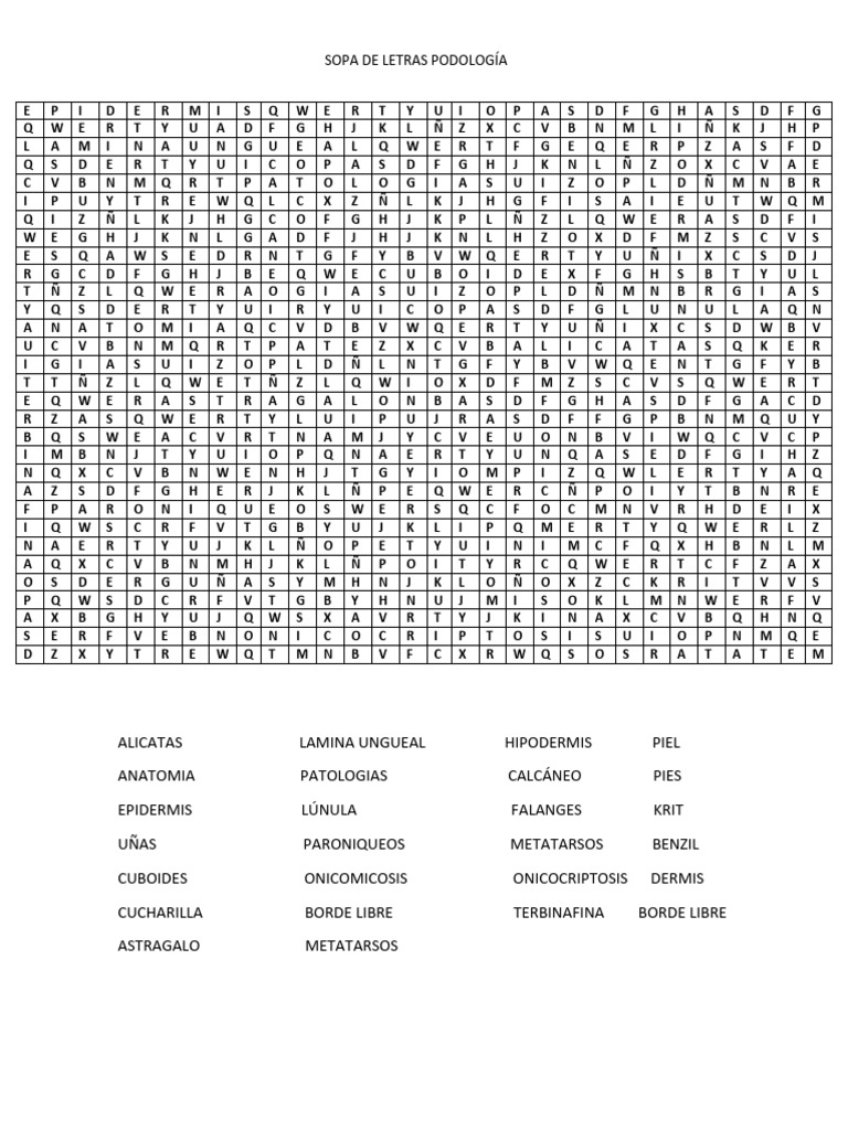 Sopa de Letras (1) | PDF | Anatomía humana | Pie