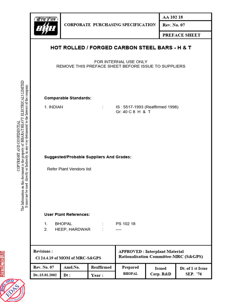 Bhel 10 | PDF | Heat Treating | Engineering Tolerance