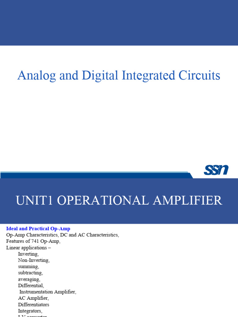 Ideal Operational Amplifier - 1 | PDF | Operational Amplifier | Amplifier