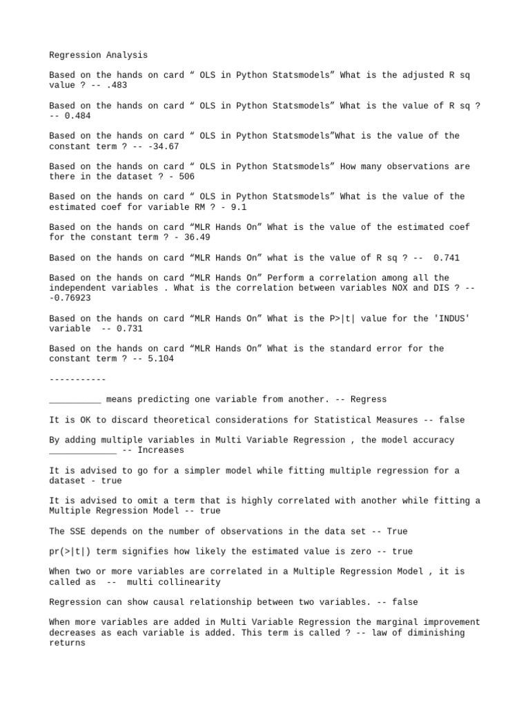 Regression Analysis | Download Free PDF | Errors And Residuals | Regression Analysis